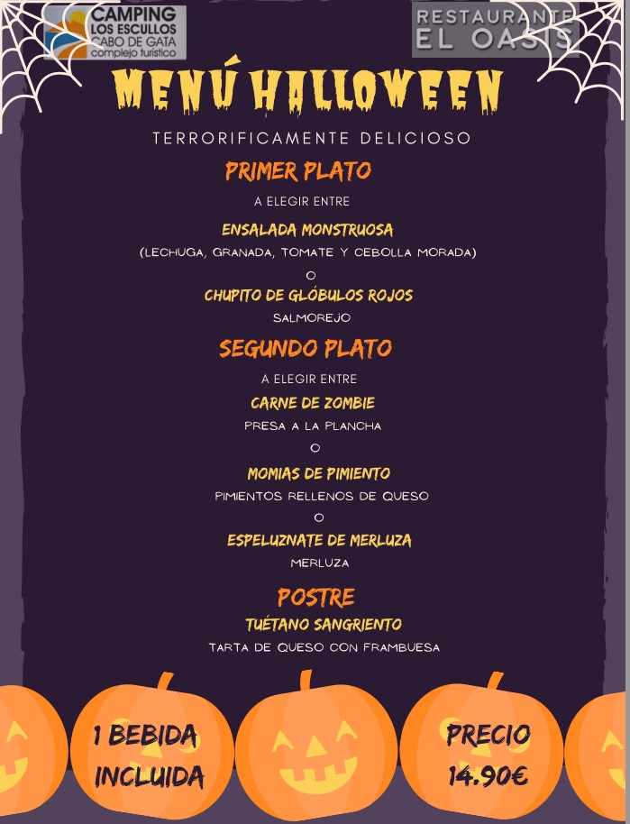Menú terrorífico Halloween - Los Escullos Cabo de gata